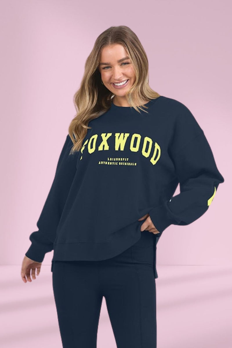 Foxwood Interval Crew Navy With Neon Yellow Foxwood – Boxhill
